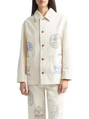 KURO X Maison Kitsuné Denim Chore Jacket - Off White