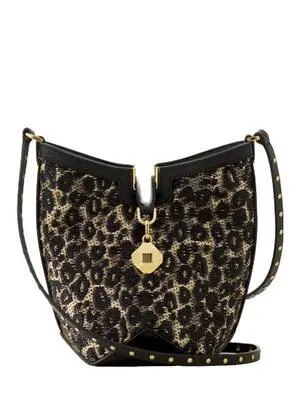 LANVIN Lanvin Catch Small Raffia Bucket Bag Beige/black