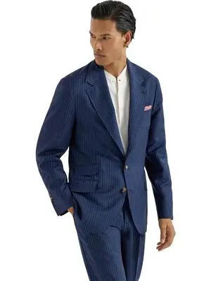Brunello Cucinelli Chalk Stripe Deconstructed Blazer - Blue