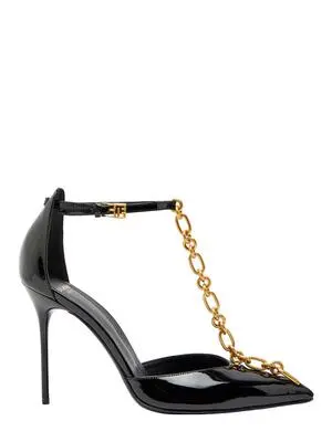 Balmain 95 Chain Patent Leather Pumps Black