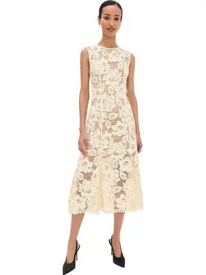 SELF-PORTRAIT Lace Midi Dress - Yellow