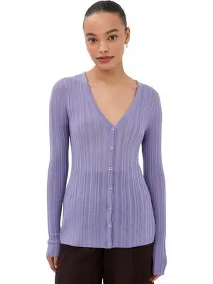 Theory Ribbed Knit Cardigan - Lavender Glow