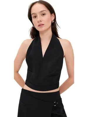 ST. AGNI Wool Halter Top - Black