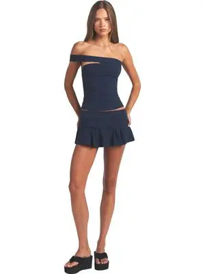 SKIMS Cotton Jersey Foldover Mini Skort - Navy