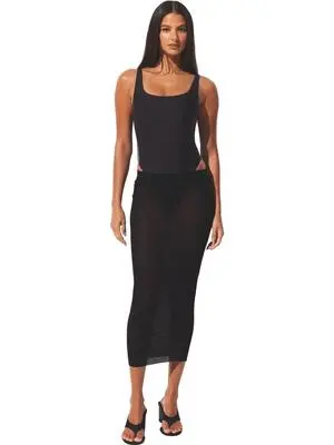 SKIMS Midi Mesh Cover Up Skirt - Onyx