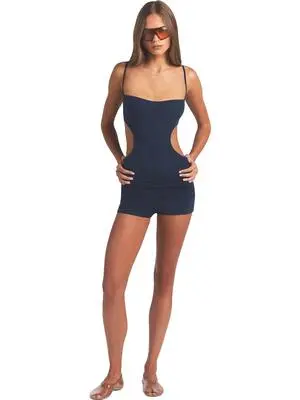 SKIMS Cut Out Cotton Rib Bodysuit - Navy