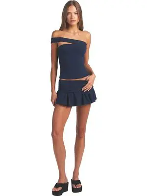 SKIMS Asymmetrical Cotton Jersey Top - Navy