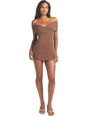 SKIMS Cotton Jersey Wrap Mini Dress Jasper