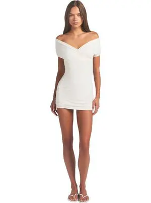 SKIMS Cotton Jersey Wrap Mini Dress Marble