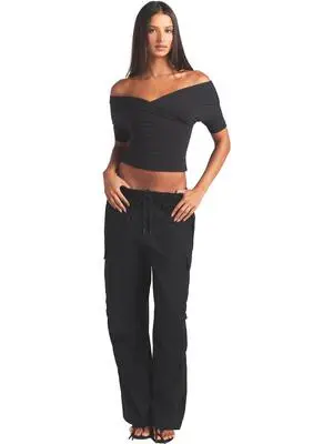 SKIMS Wrap Cotton Jersey Top - Soot