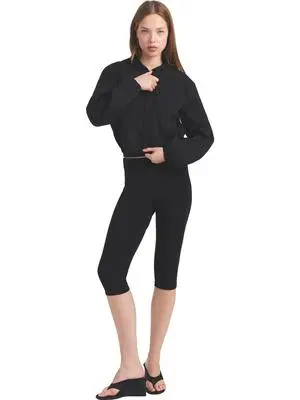 SKIMS Woven Cotton Cropped Zip Up Jacket - Onyx