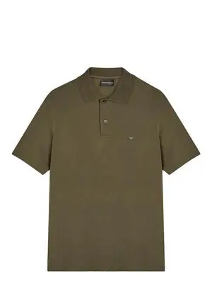 Emporio Armani Logo-embroidered Jersey Polo Shirt - Brown