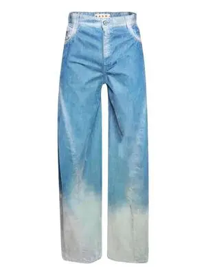 Marni Faded-effect Wide Leg Trousers - Blue