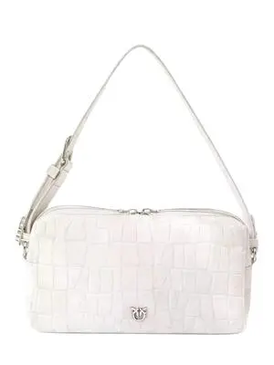 Pinko Embossed Shoulder Bag White