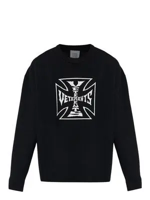Vetements Double Biker Cross Logo Wool Sweater - Black
