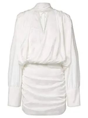 ROTATE BY BIRGER CHRISTENSEN Bridal Scarf-detail Satin Mini Dress - White