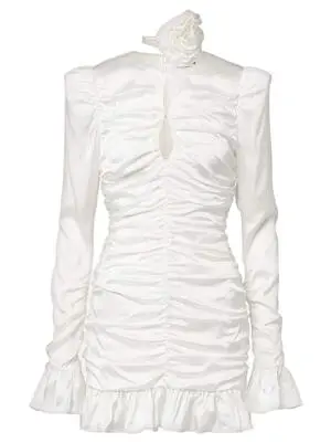 ROTATE BY BIRGER CHRISTENSEN Bridal Ruched Satin Mini Dress - White