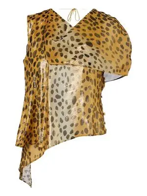 JACQUES WEI Silk-blend Lamé Top - Yellow
