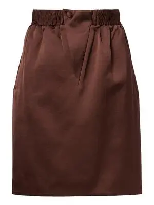 JACQUES WEI Satin Pencil Skirt - Brown