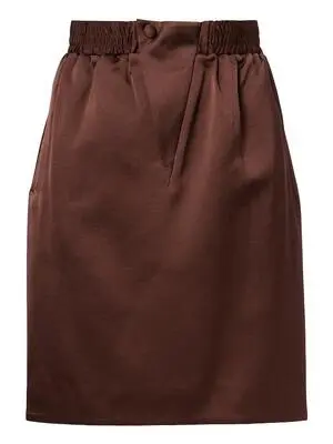 JACQUES WEI Satin Pencil Skirt - Brown