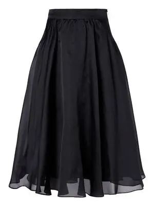 Max Mara Calle Silk Midi Skirt - Black