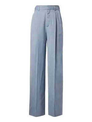 LORO PIANA Hector Wool, Silk, And Linen Wide-Leg Pants