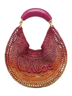 Chloé Summer Banana Medium Raffia Shoulder Bag - Orange