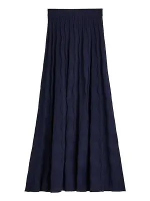 Scanlan Theodore Pleat Wave Stitch Skirt - Navy