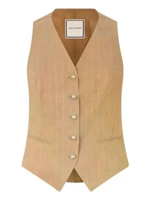 Tagliatore Striped V-neck Vest - Neutrals