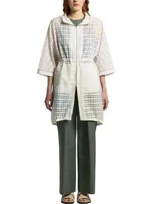 Peserico Hooded Grid Coat - Neutrals