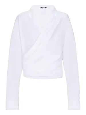 Balmain Draped Cotton Poplin Shirt - White