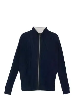 N.peal Ribbed Zipped Cardigan - Blue