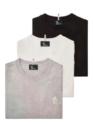 Moncler Logo T-shirt (set Of Three) Grey