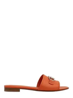 FERRAGAMO Logo Leather Sandals - Orange