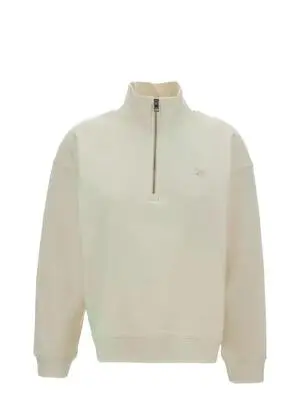 Maison Kitsuné Ribbed-trim Half-zip Sweatshirt - Neutrals
