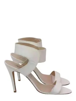 Manolo Blahnik Elasticated-strap Leather Sandals - White