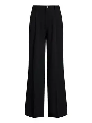 Ralph Lauren Georgette Pleated Wide-leg Trousers - Black