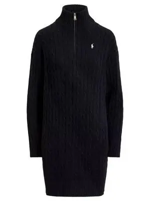 Polo Ralph Lauren Cable-knit Zip-neck Mini Dress - Blue