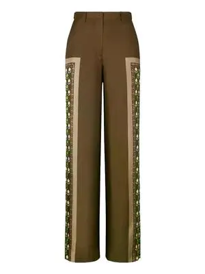 Tory Burch Chocolate Pomegranate Print Satin Pants - Brown