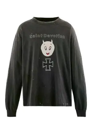 SAINT MXXXXXX Graphic-print Long-sleeves T-shirt - Grey