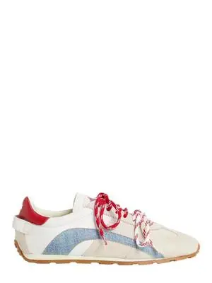 Dsquared2 DSQUARED2 Suede And Denim-Leather Lace-Up Sneakers Neutrals