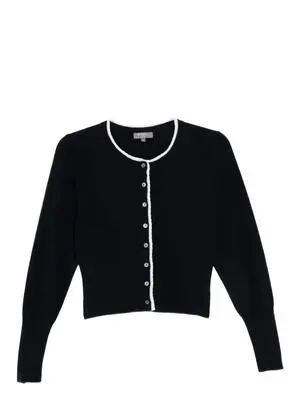 N.peal Lace Trim Crew Neck Cardigan - Blue