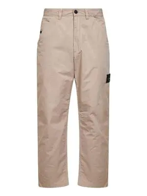 Stone Island Logo Cotton Trousers - Beige
