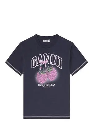 GANNI Cotton T-shirt - Black