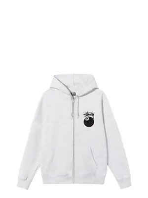 StÜssy 8 Ball Zip Hooded Sweatshirt - Grey