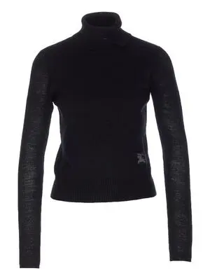 Burberry Ribbed Knit Sweater With Equestrian Knight Detail - Black