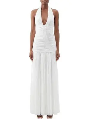Christopher Esber Draped Halterneck Maxi Dress - White