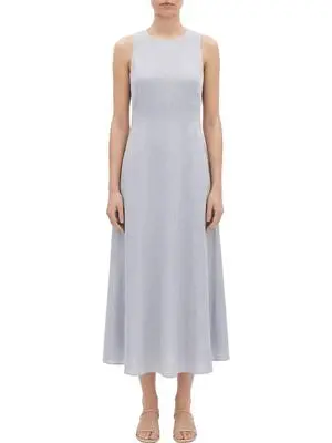 Eleventy Eleventy Linen Blend A-Line Midi Dress Blue