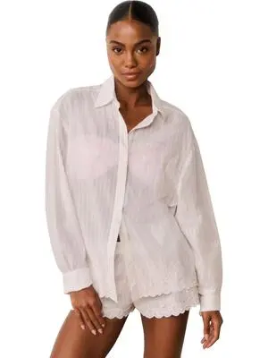LoveShackFancy Montane Embroidered Cotton Shirt - White