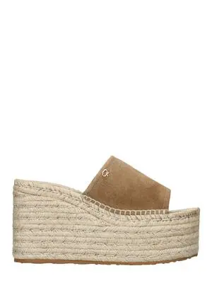 GIANVITO ROSSI Suede Wedge Sandals - Beige
